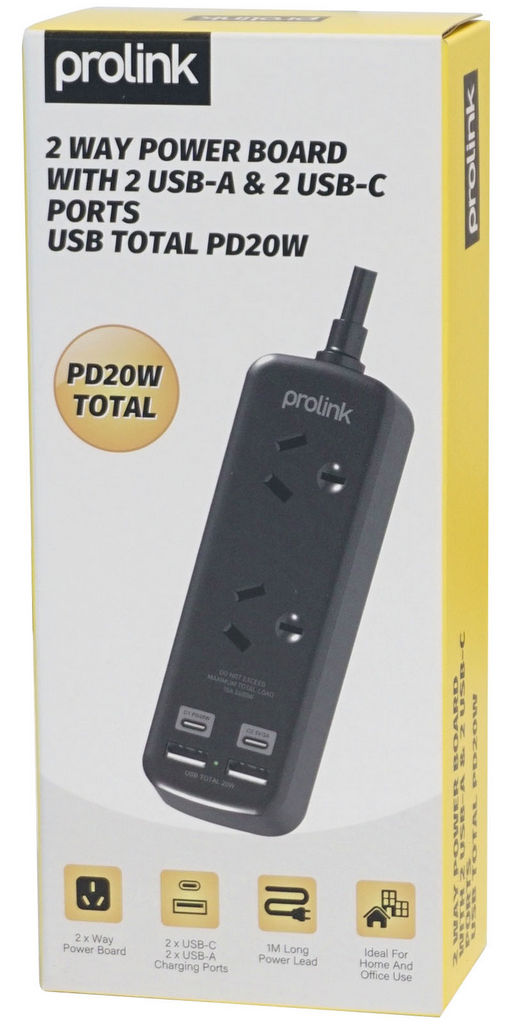 PB2-4USB-BK 2-Way Powerboard Usb-Pd 20W + 12W + 15W - Prolink | Wagner ...