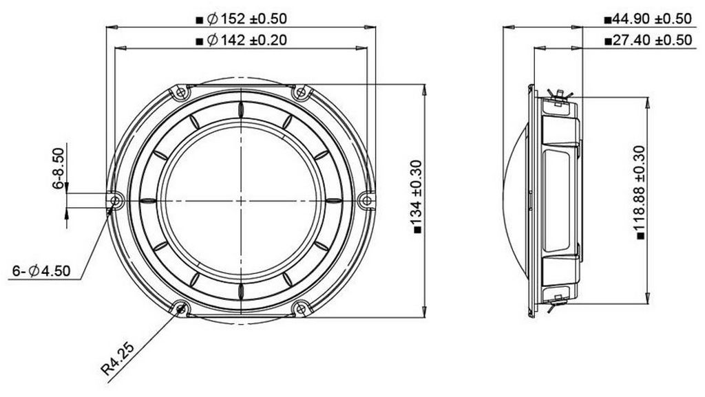 GBS-135F25AL02-04 Peerless By Tymphany 5¼ Shallow Woofer, Peerless ...